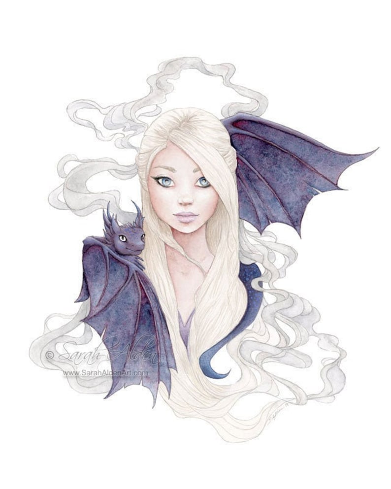 Dragon Queen Print Dragon Art Print Smoke Dragon Painting - Etsy