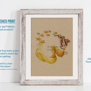 Starfish Mermaid Print, Little Mermaid Art, Tropical Mermaid Beach ...