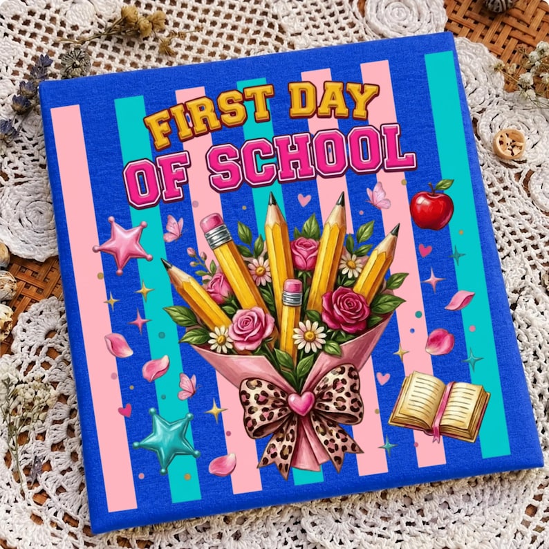 First Day of School PNG Bundle, Highland Cow, Backpack, Teacher Designs ...