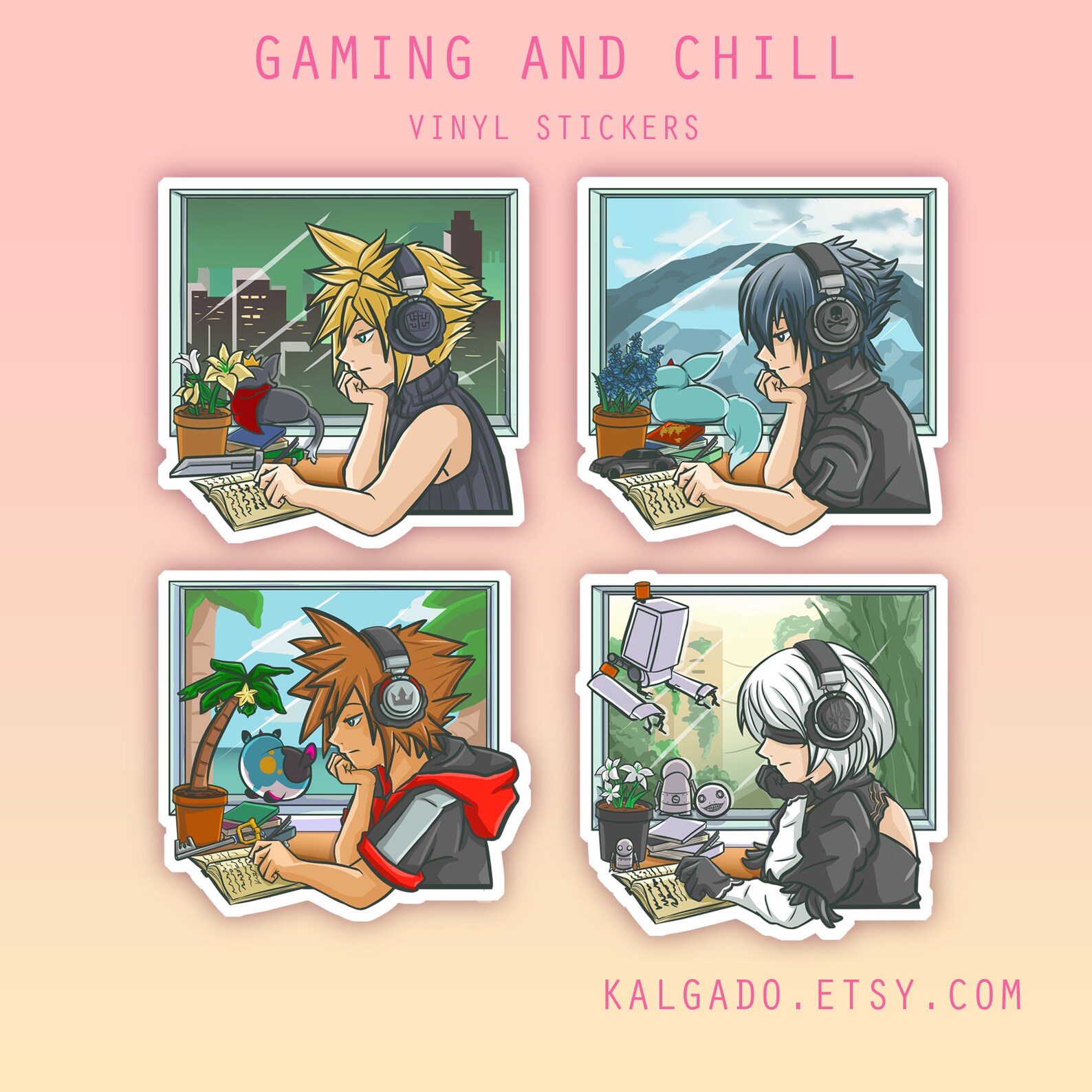 Gaming and Chill Lofi Video Game Vinyl Stickers | Etsy