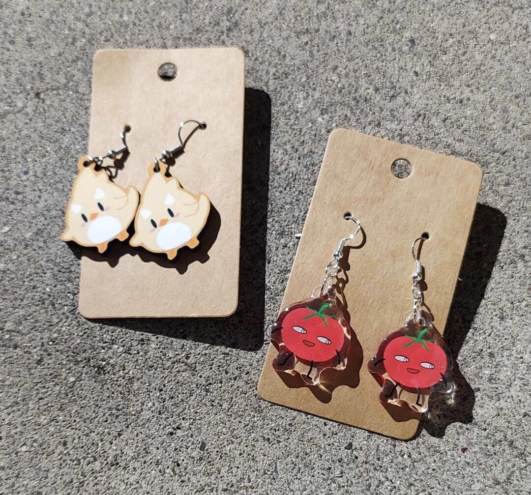 Dokibird Dragoons Tomato Wooden and Acrylic Earrings - Etsy