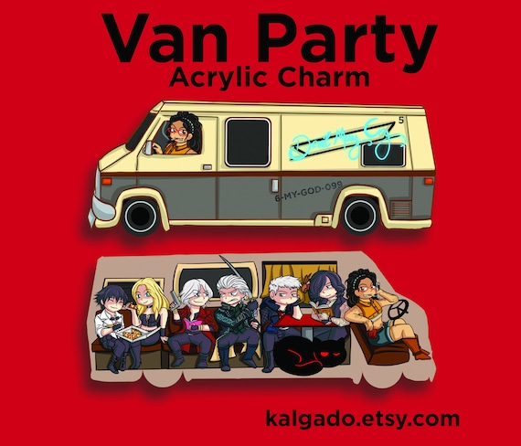 Devil Van Party Acrylic Keychain Charm | Etsy