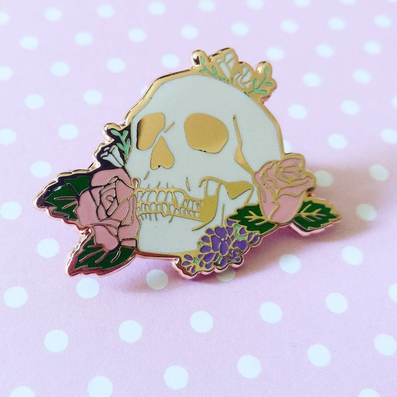 Floral Macabre Regular Skulls Skeleton Hard Enamel Pin | Etsy