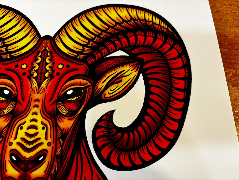Aries Zodiac Art Print, Bold Fire Sign Decor, Celestial Horoscope ...