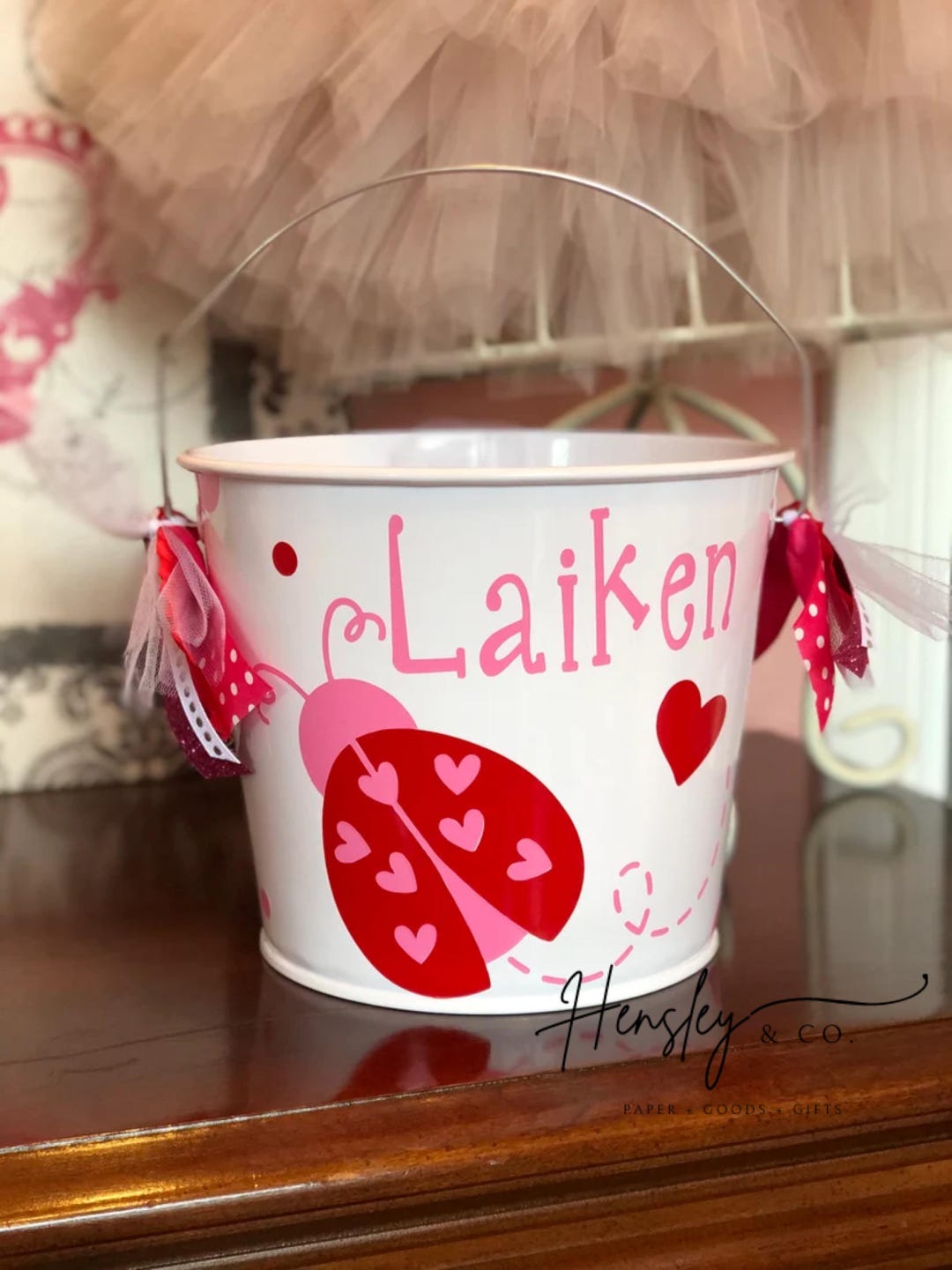 Personalized Love Bug Valentine Bucket - 5 Quart - Gift Basket ...