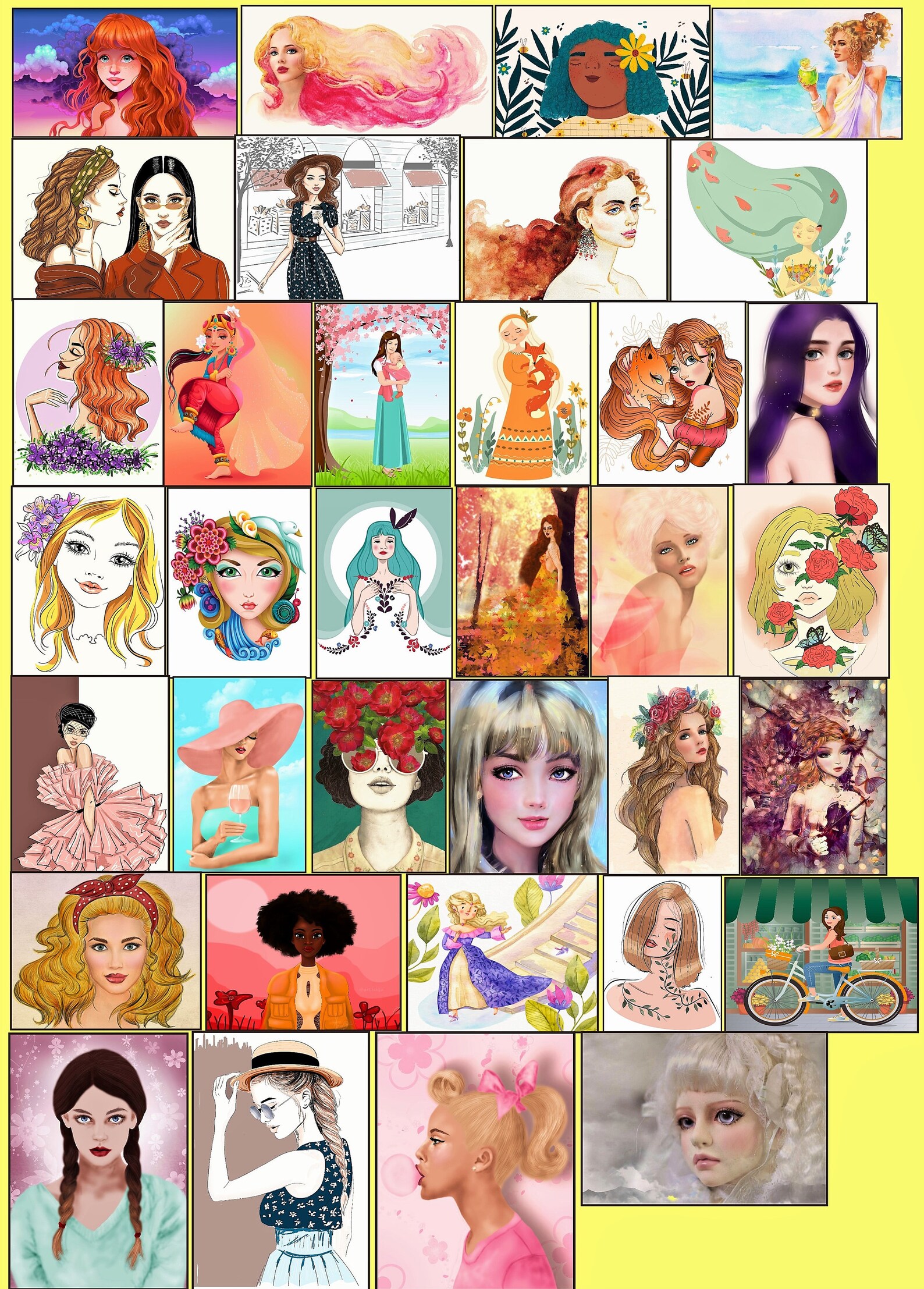 Whimsical Women 2 Grayscale Art Coloring Book - Etsy