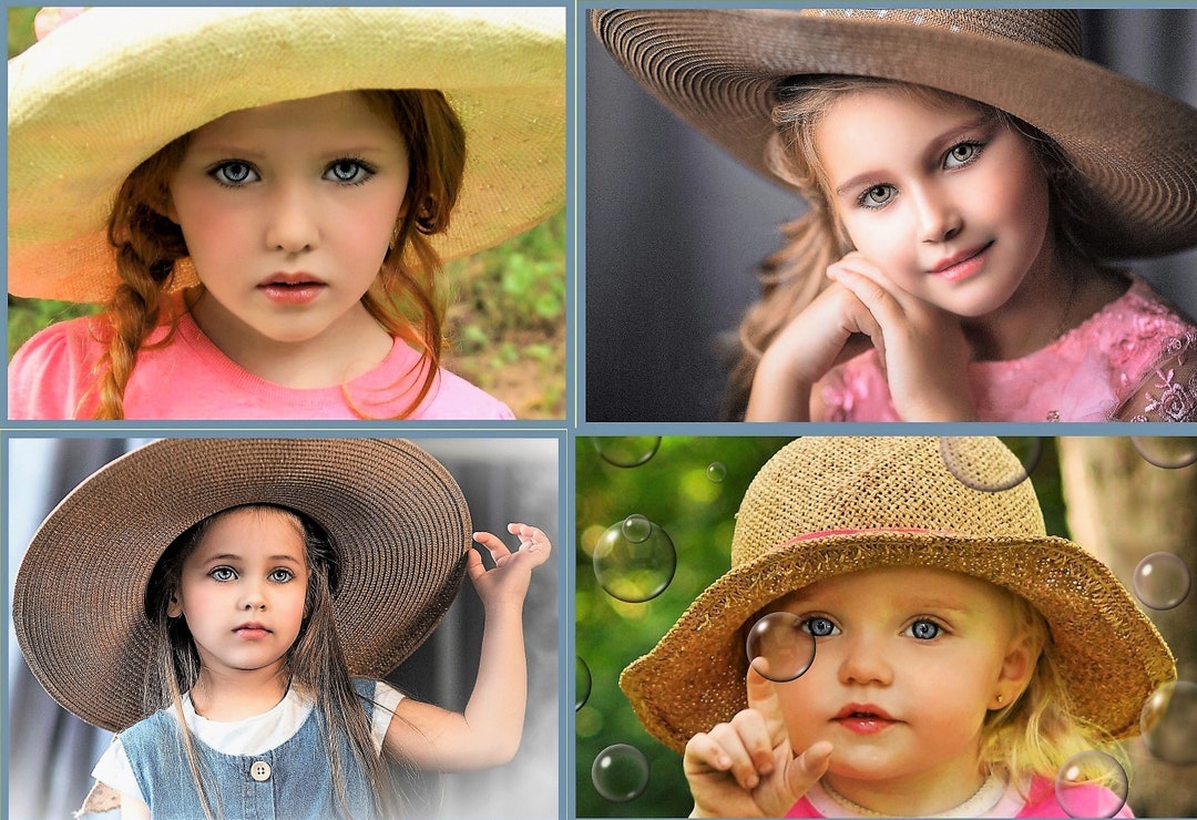 Cute Kids in Hats Grayscale Art Coloring Book - Etsy