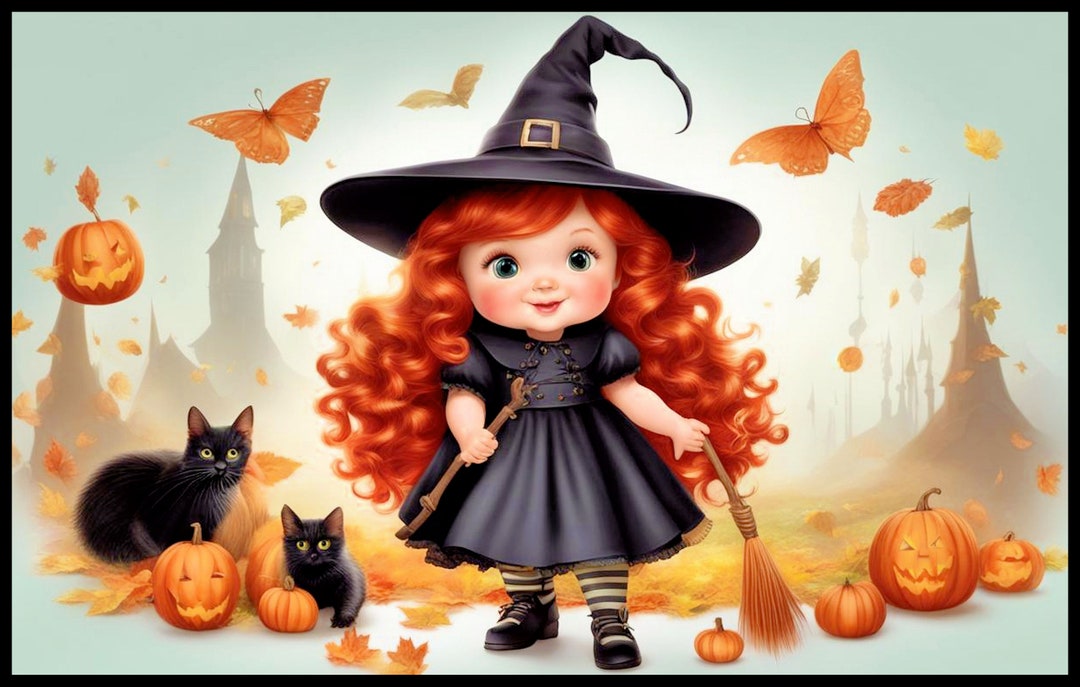 Little Witch Cutie Pies Grayscale Art Coloring Book - Etsy