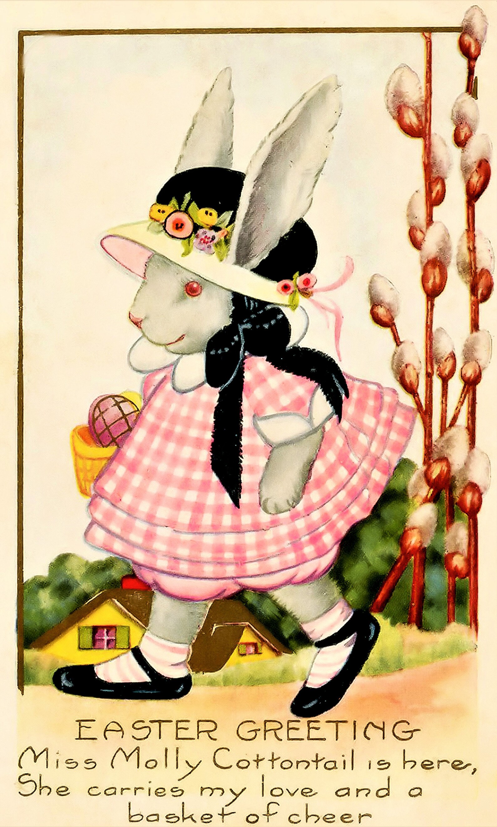 A Vintage Easter Card 2 Grayscale Art Coloring Book - Etsy