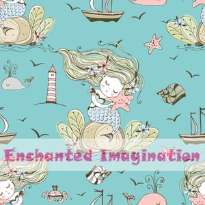 Cutest Ever Mermaid Seamless Tiles, Includes 5 Digital Seamless ...