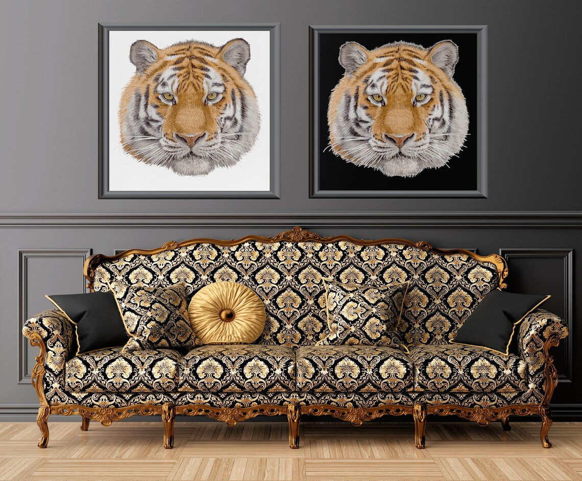 Tiger Face, 2 Versions, W/bonus Seamless Tiles, 1 Png Graphic File, T ...