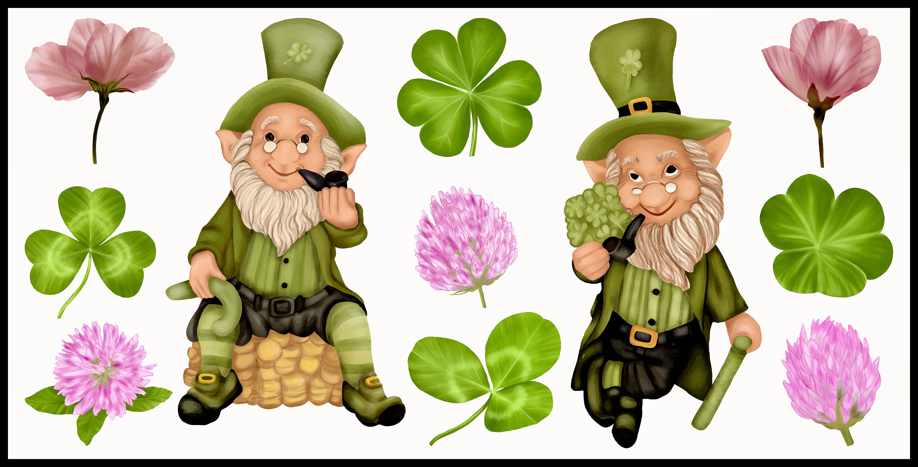 Lucky Irish Gnomes Grayscale Art Coloring Book - Etsy