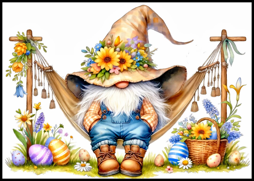 Easter Gnome Cutie Pies Grayscale Art Coloring Book, Digital Coloring ...