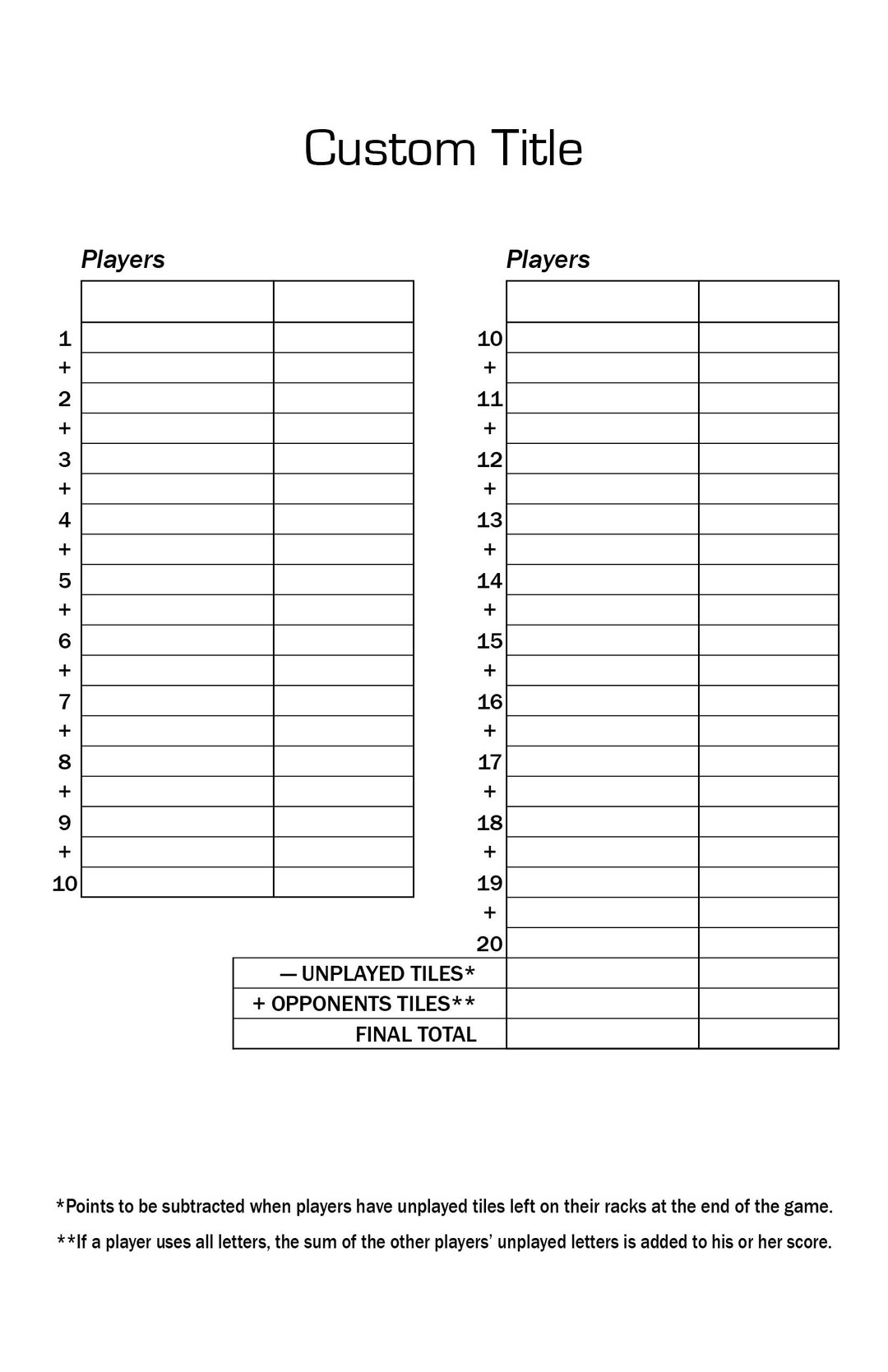 Personalized Scrabble Score Card Notepad for Family Game - Etsy