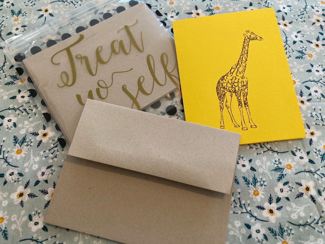 Yellow Giraffe Note Card Set: Blank Cards With Kraft Envelopes - Etsy