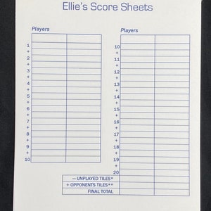 Personalized Scrabble Score Card Notepad: Family Game Night (half Size ...