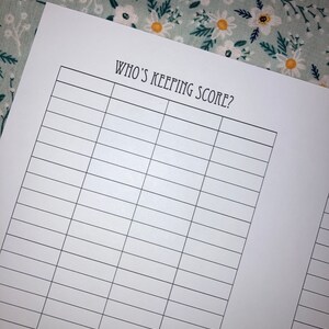 Printable Game Score Card: Family Game Night (PDF Pattern) - Etsy