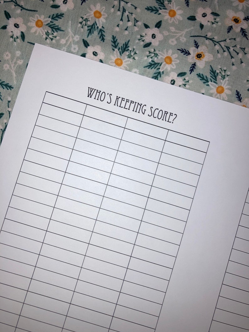 Printable Game Score Card: Family Game Night (PDF Pattern) - Etsy
