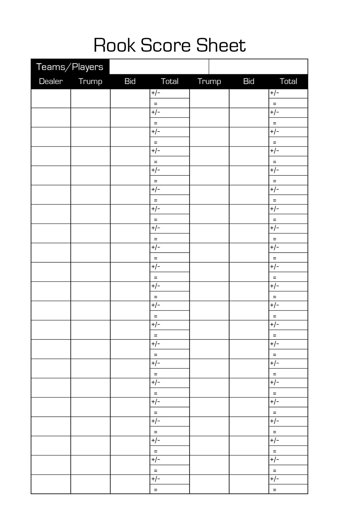 Personalized Rook Score Card Notepad for Friends and Family Game Nights ...