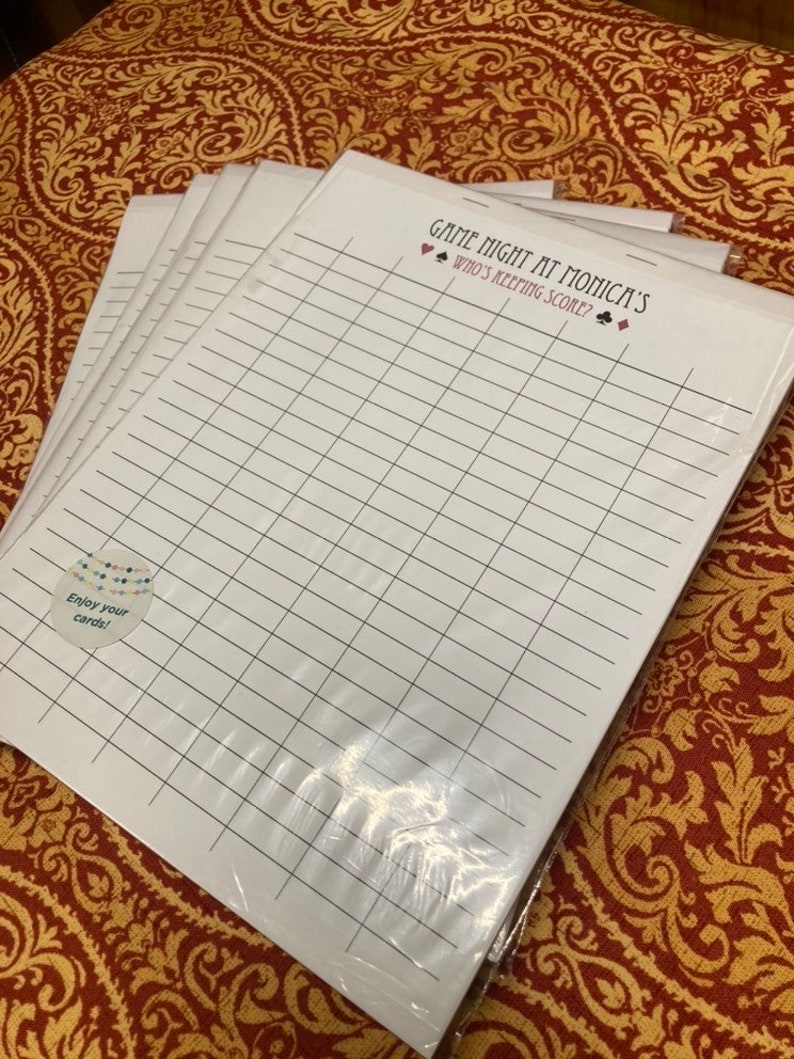 Custom Game Score Cards: Set of 3, Perforated Sheets - Etsy
