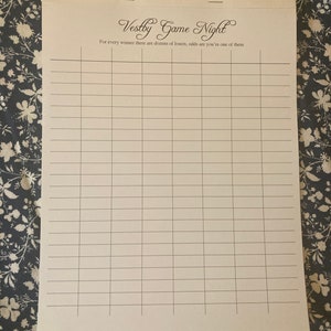 Custom Game Night Score Card: Perforated 10-sheet Notepad - Etsy