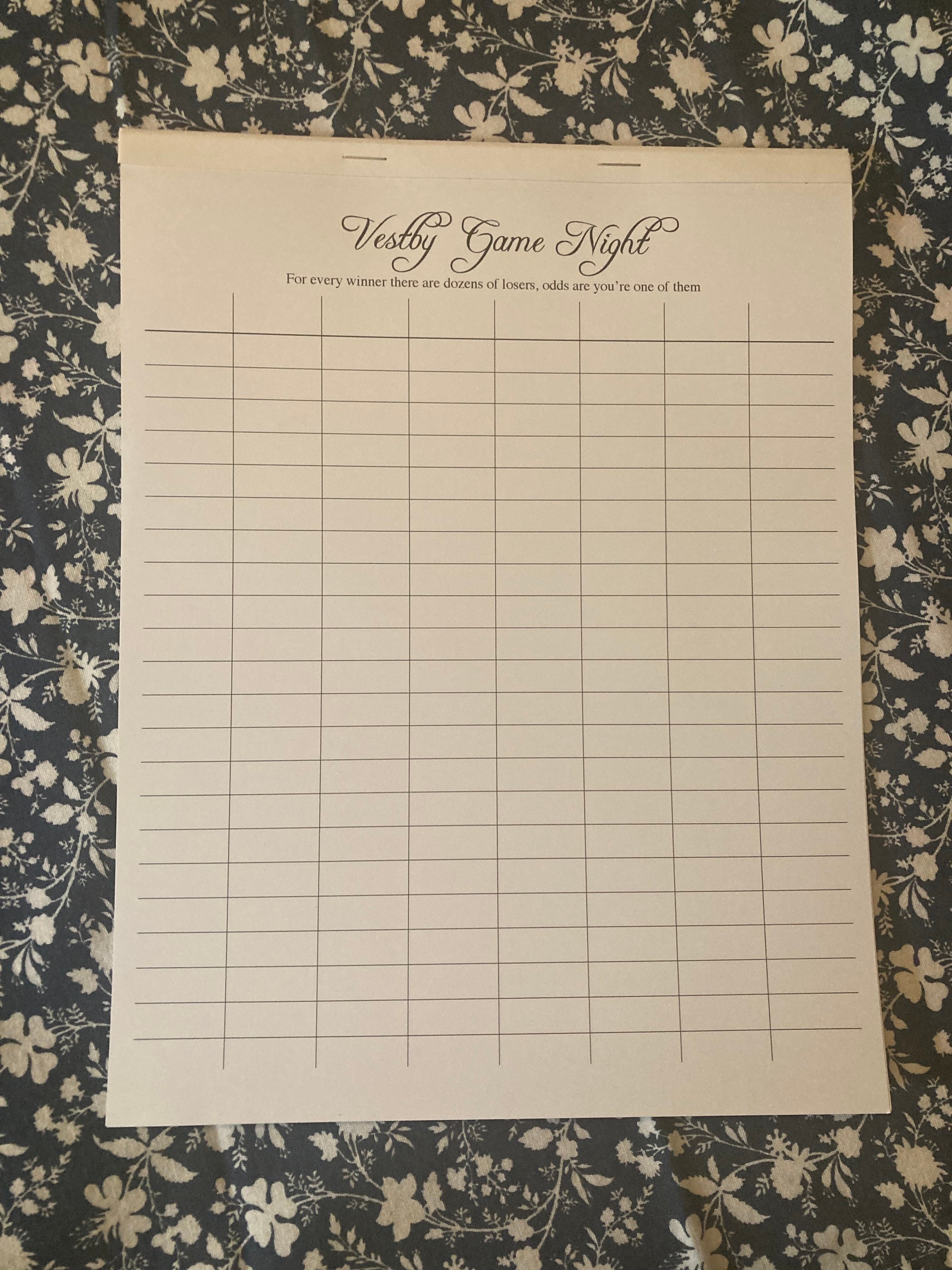 Custom Game Night Score Card: Perforated 10-sheet Notepad - Etsy