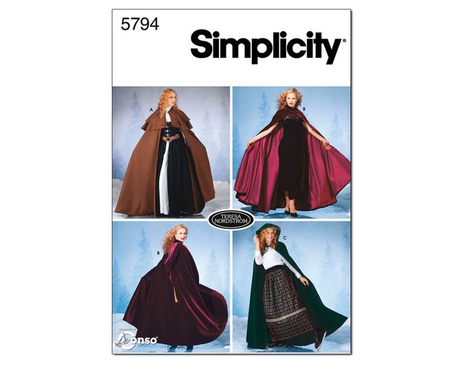 Simplicity 5794: Hooded Opera Cloak Cape Women XSSML - Etsy