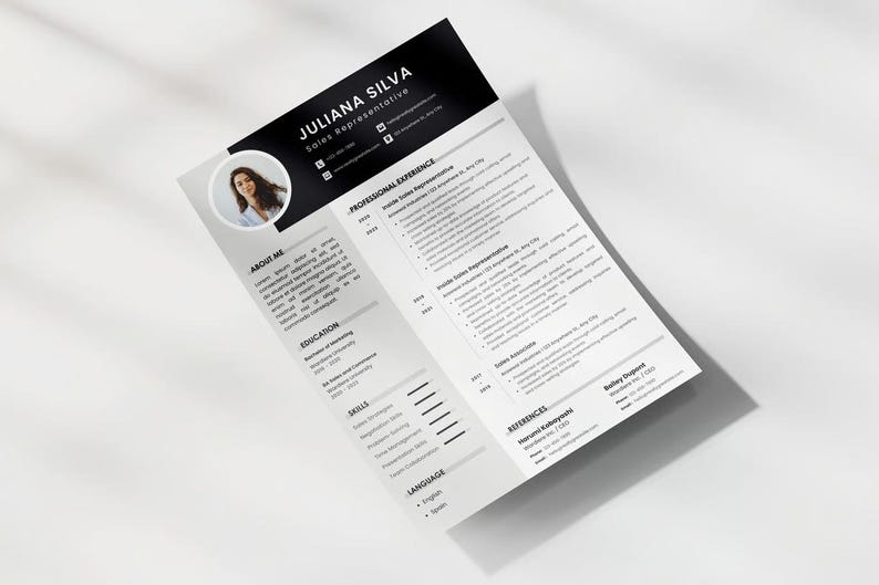 Modern Clean CV Resume Template | Professional Job Application Design ...