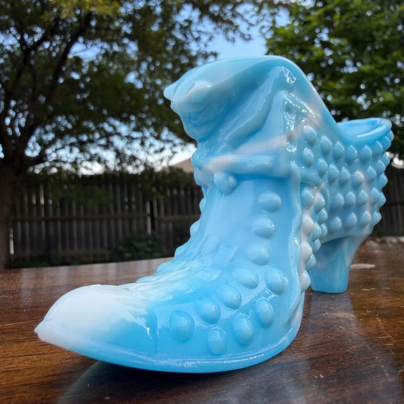Vintage Blue Glass Shoe - Etsy