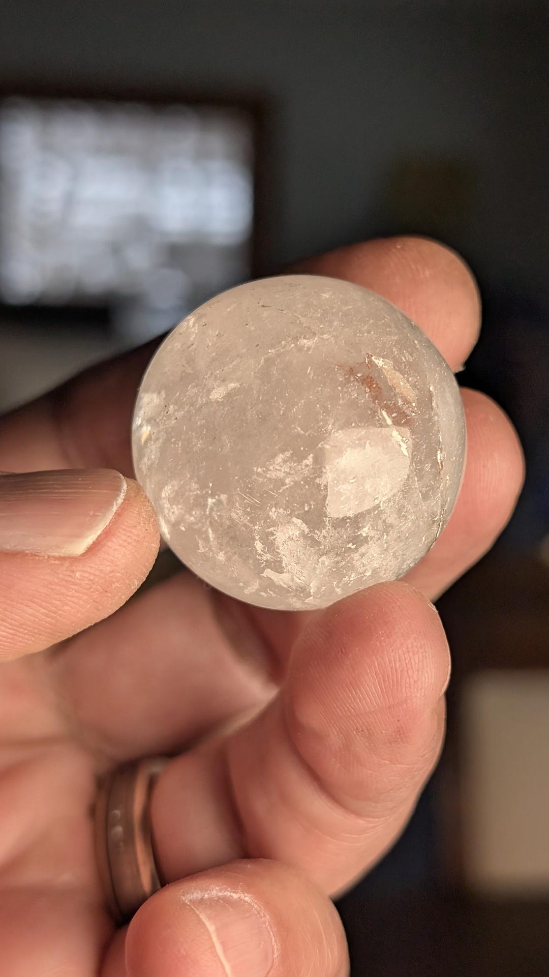 Crystal Quartz Sphere Inclusions Red Ball Fairy Stone Golden Inclusions ...