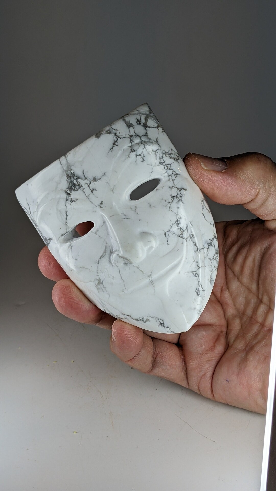 Howlite Stone Carved Venetian Theatre Stone Carved Mask Crystal Carving ...
