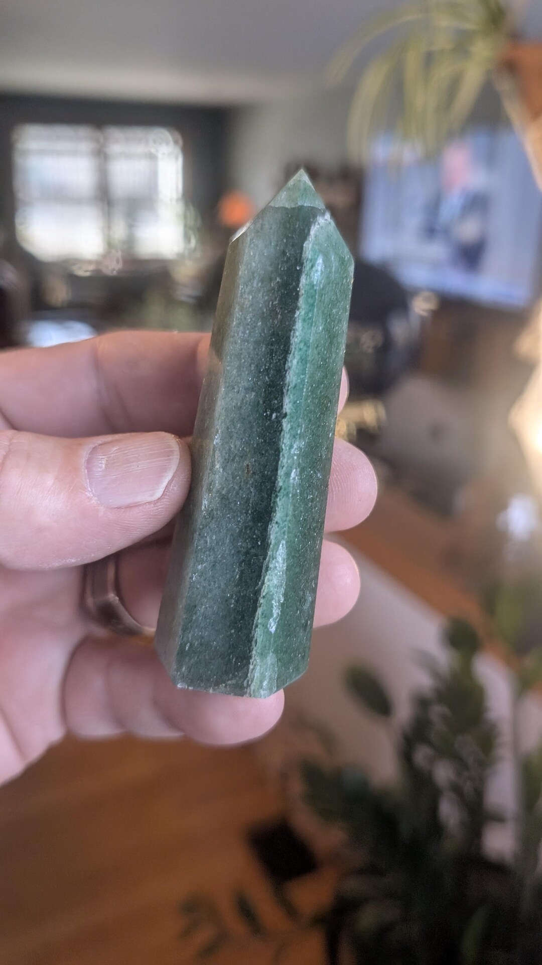 Green Gold Emerald Point Tower Wand Calming Balance Wisdom Patience ...