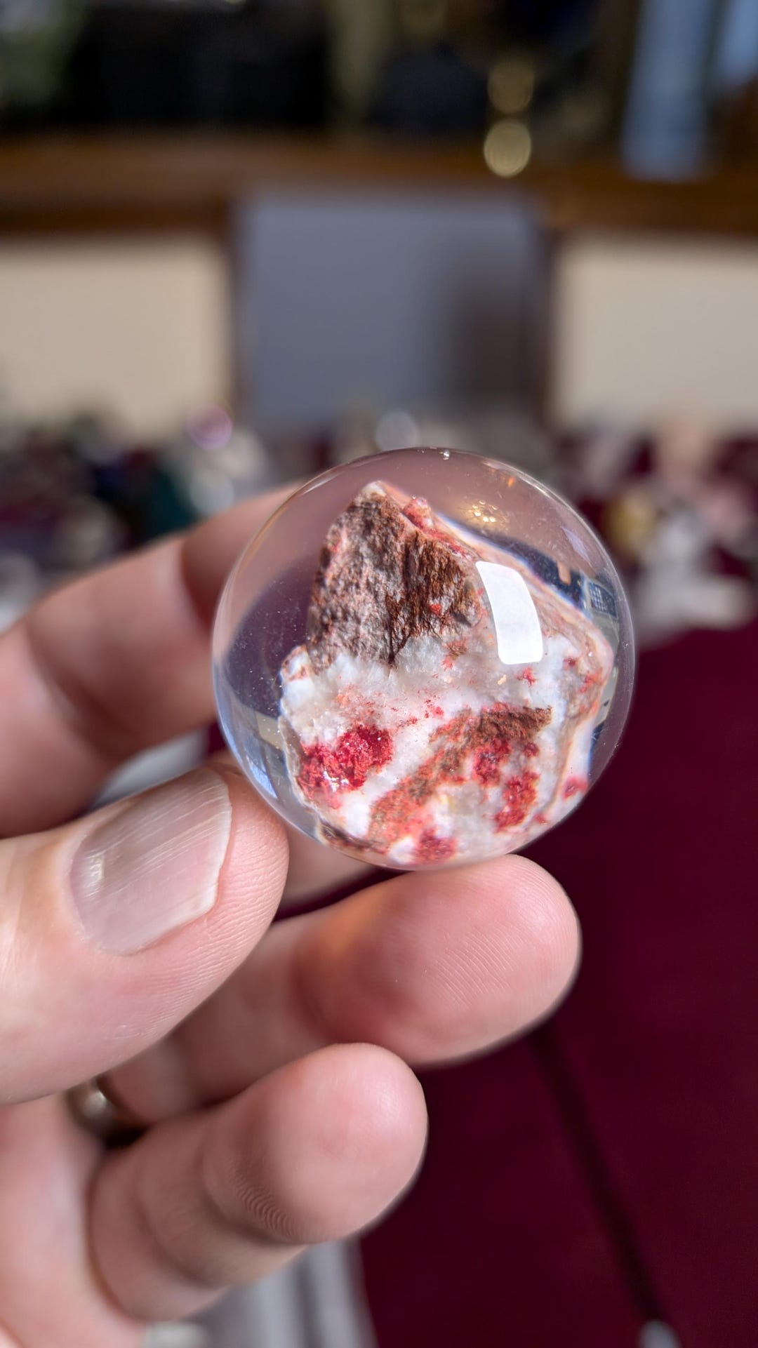 Small Cinnabar in Acrylic Sphere Money Wealth Abundance Transformation ...
