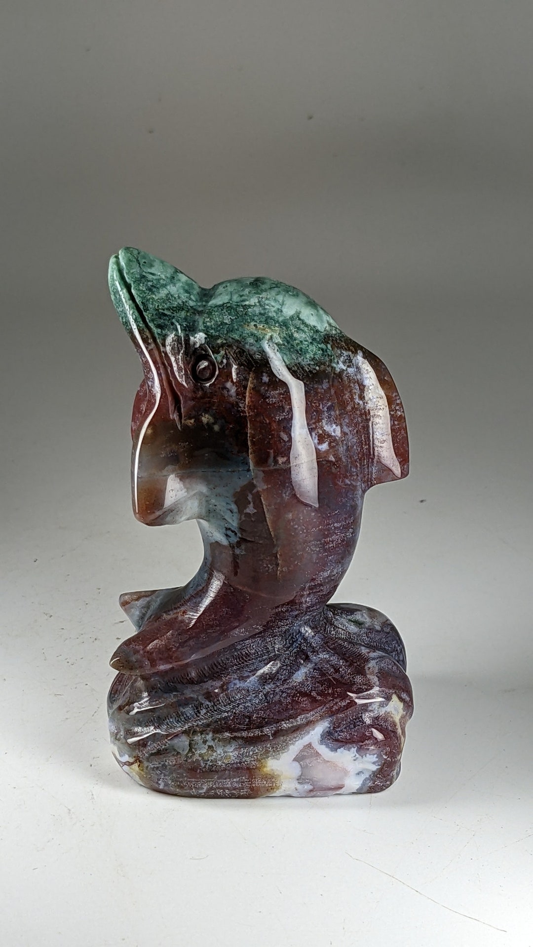 Ocean Jasper Stone Carved Whale Dolphin Crystal Carving Joy Happiness ...