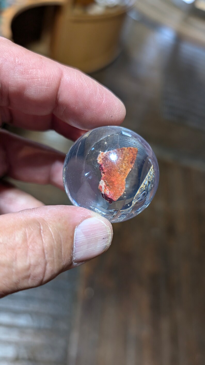 Small Cinnabar in Acrylic Sphere Money Wealth Abundance Transformation ...