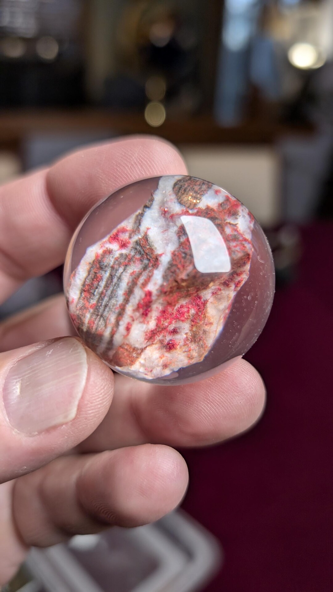 Small Cinnabar in Acrylic Sphere Money Wealth Abundance Transformation ...