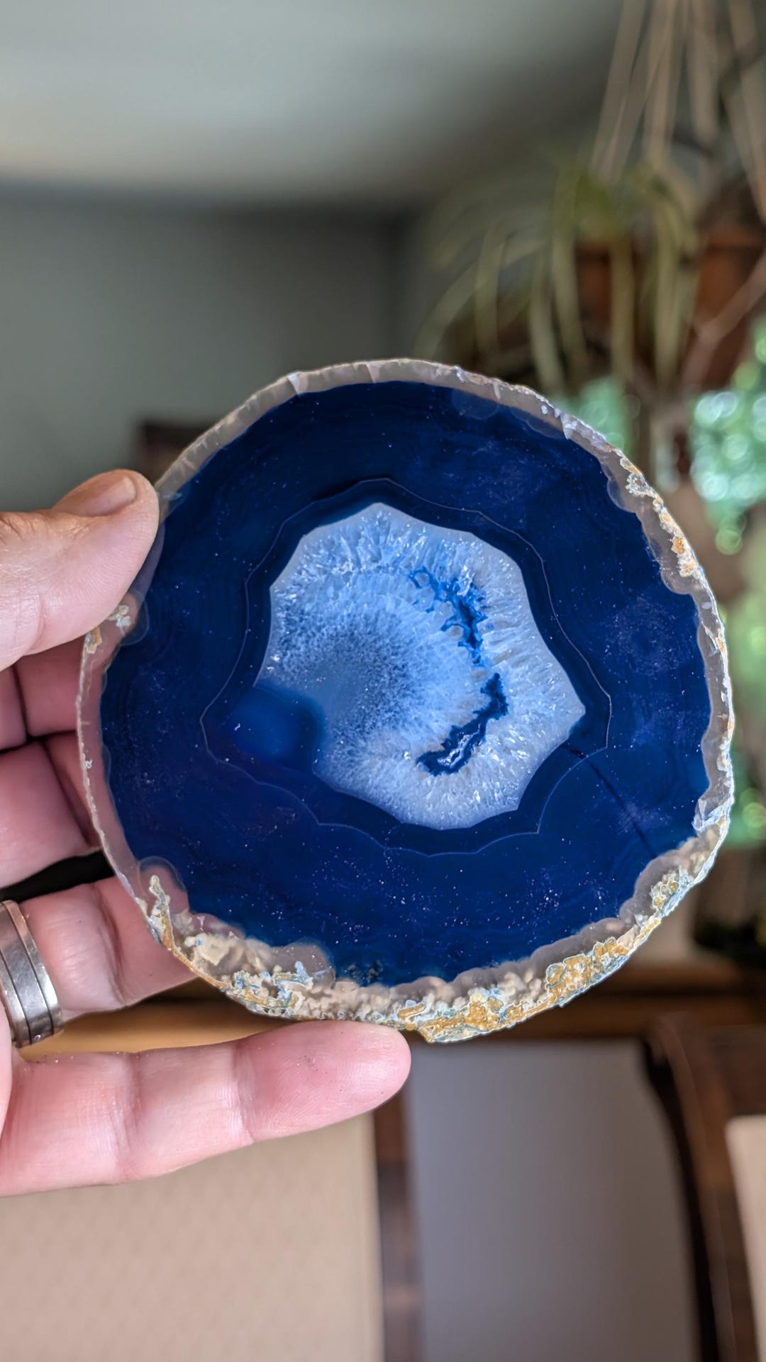 Blue Geode Agate Slice Slab Strength Courage Clarity Druzy Drusy Lines ...