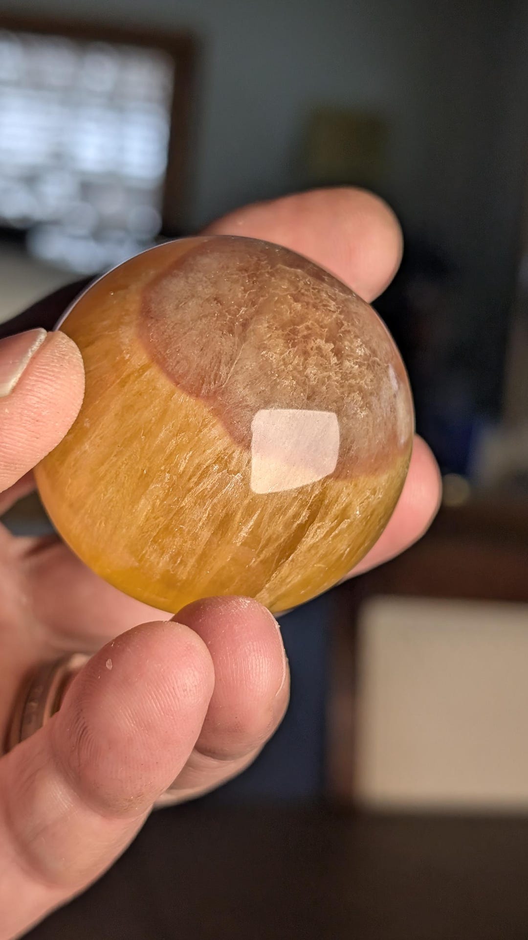 Hematoid Quartz Polished Sphere Golden Healer Rainbow Inclusions Honey ...