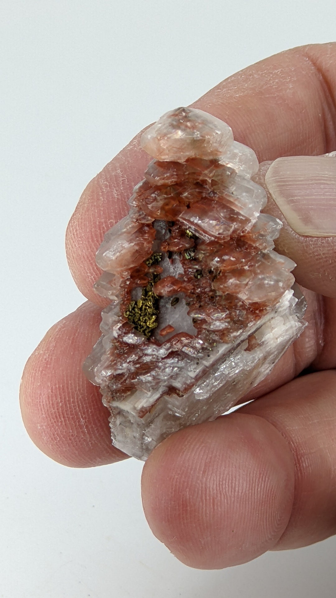 Red Calcite Pagoda Dog Toothed Step Pyrite Crystal Stone Specimen ...