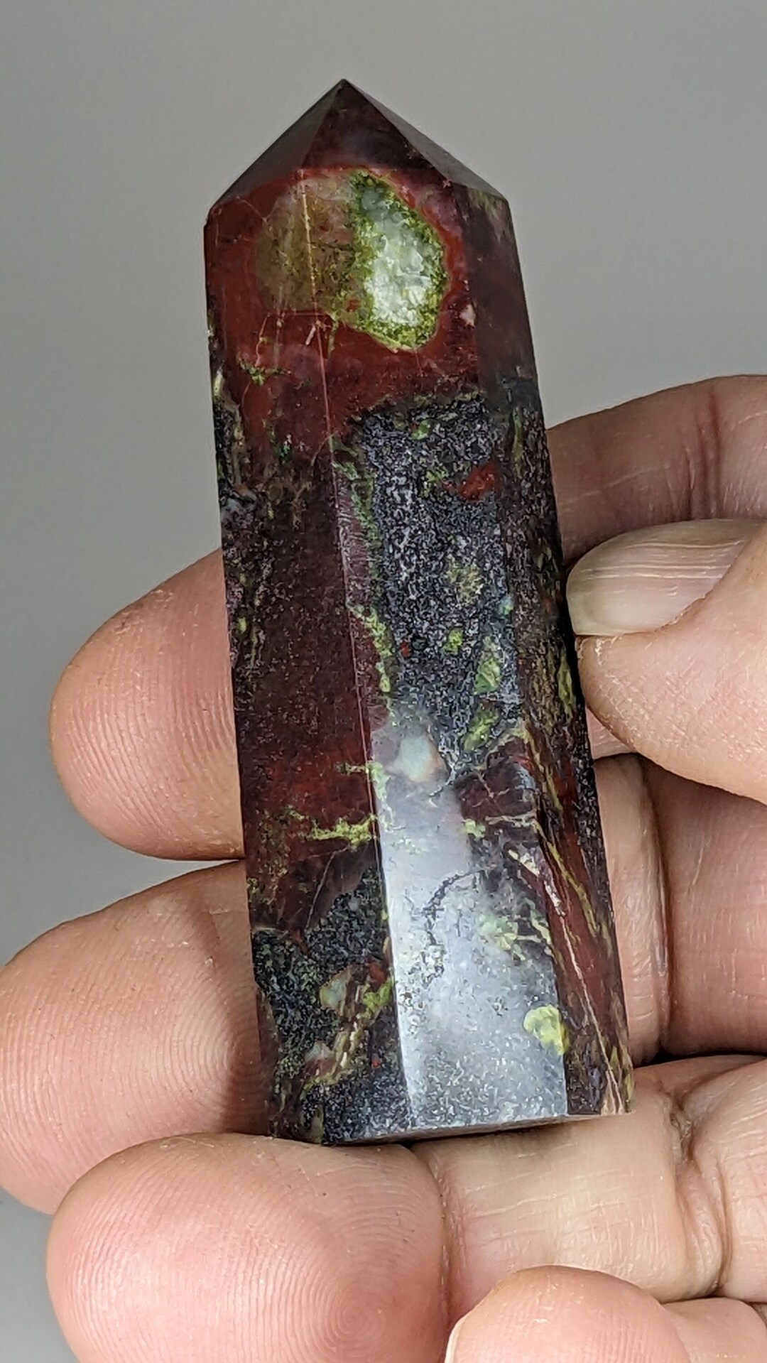 African Bloodstone Point Obelisk Tower Green Red Pink Protection ...