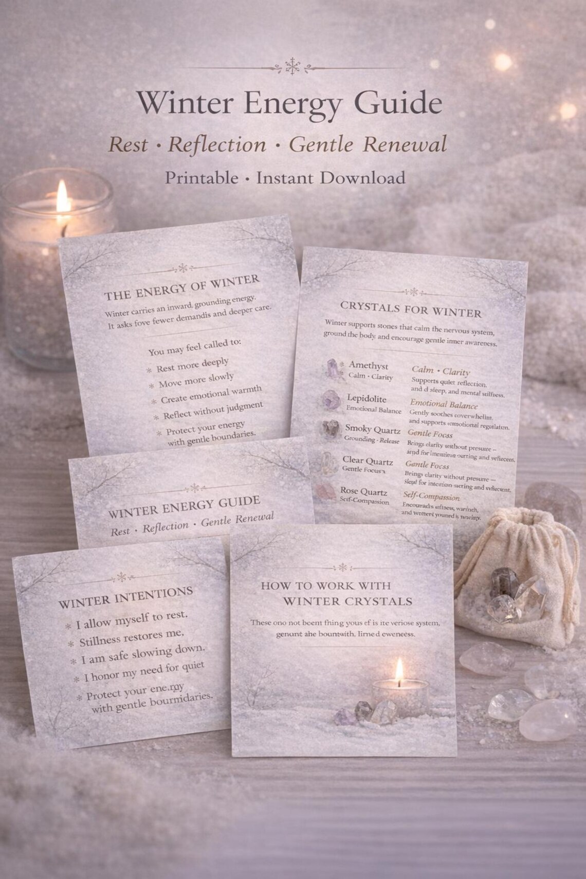 Winter Energy Guide Printable Seasonal Crystal Guide Calm Rest 8 by 10 ...