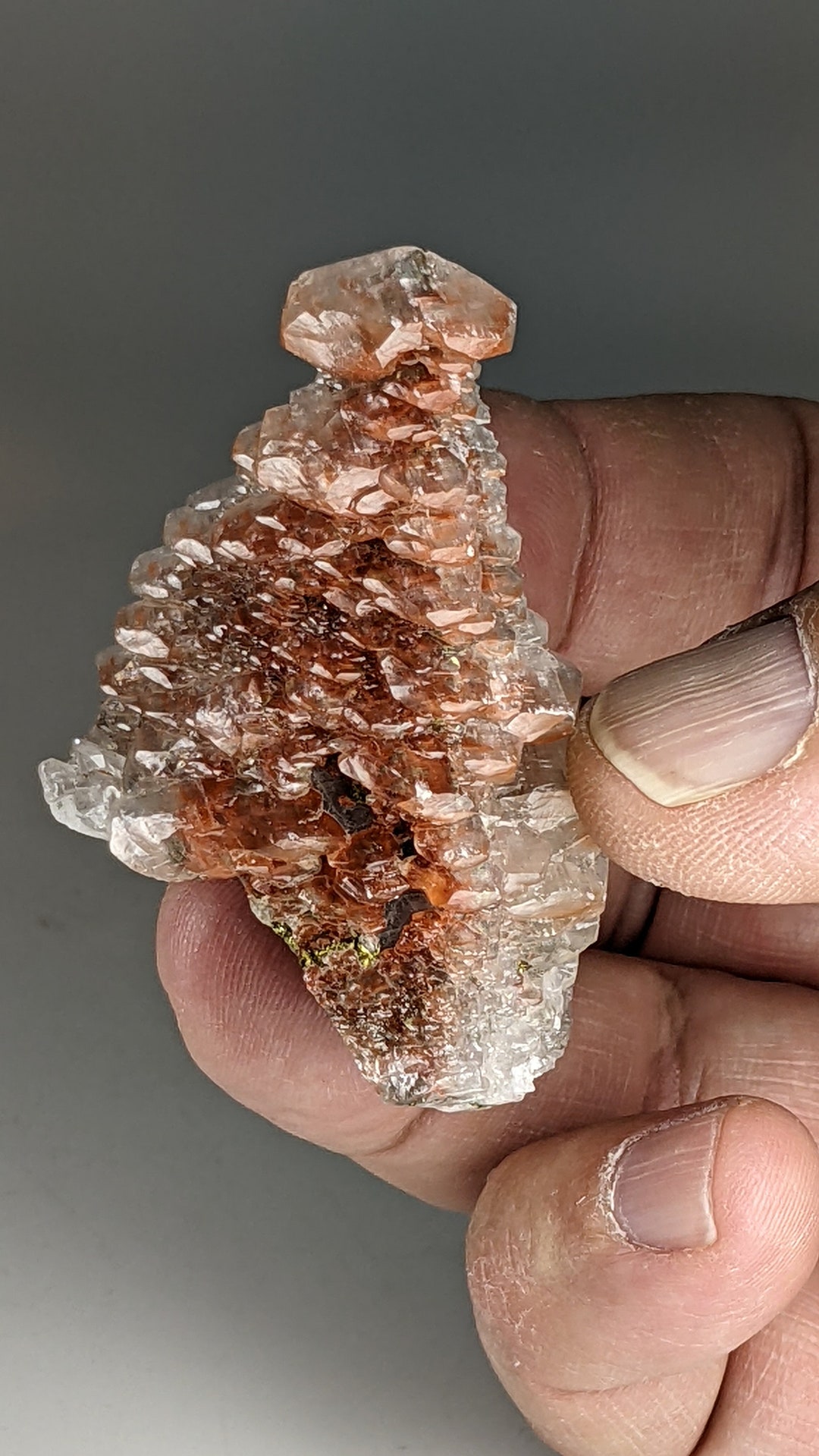 Red Calcite Pagoda Dog Toothed Step Pyrite Crystal Stone Specimen ...