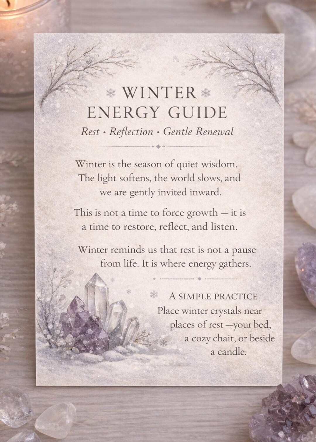 Winter Energy Guide Printable Seasonal Crystal Guide Calm Rest 8 by 10 ...