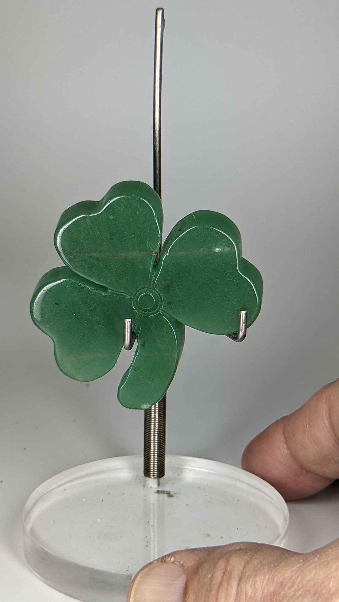 Green Aventurine Stone Carved Clover Lucky Carving Optimism Motivation ...