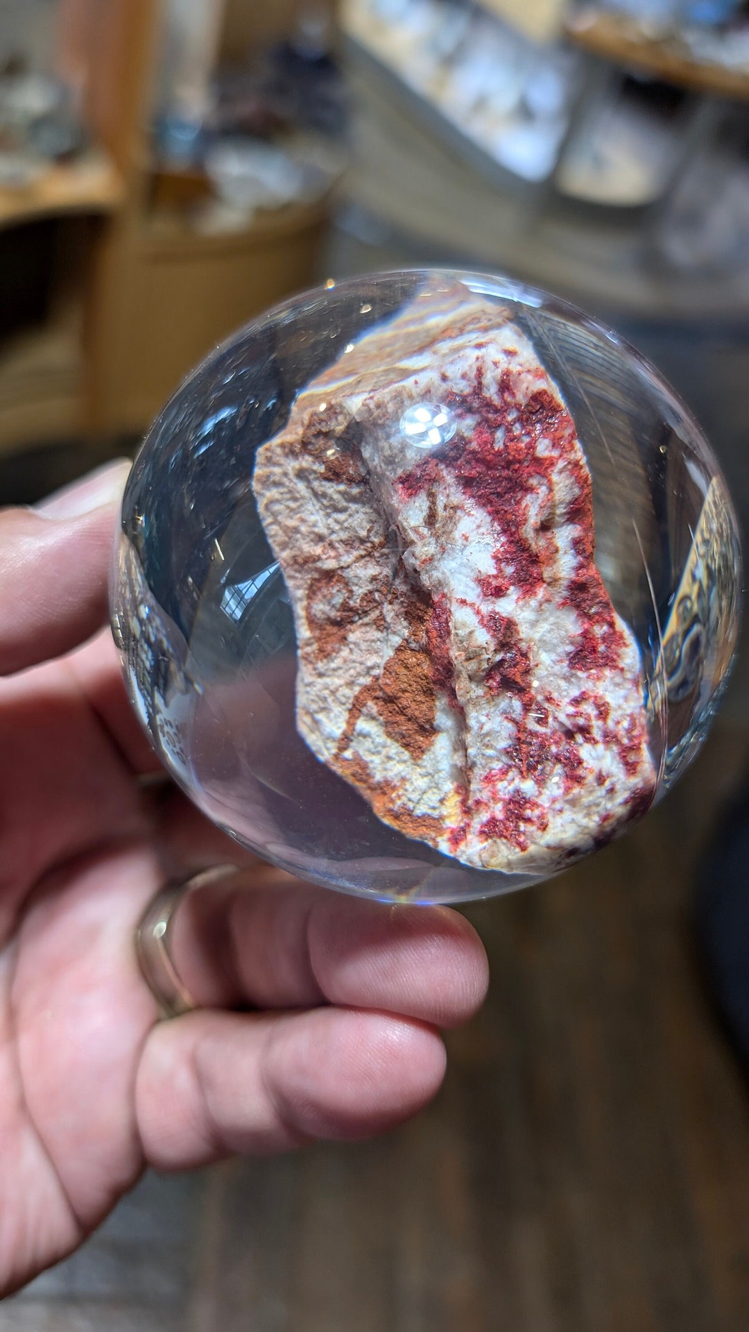 Extra Large Cinnabar in Acrylic Sphere Money Wealth Abundance ...