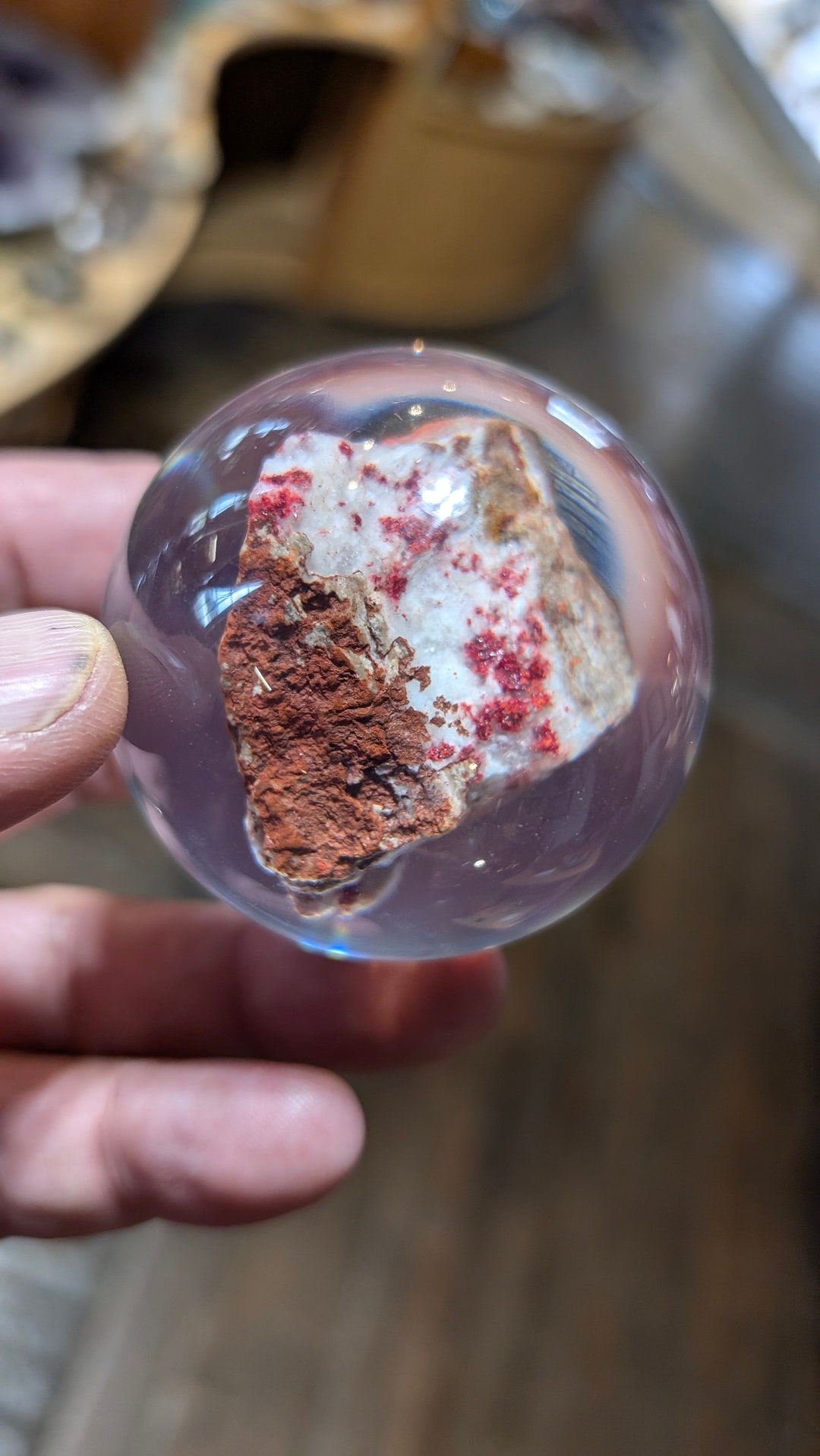 Small Cinnabar in Acrylic Sphere Money Wealth Abundance Transformation ...