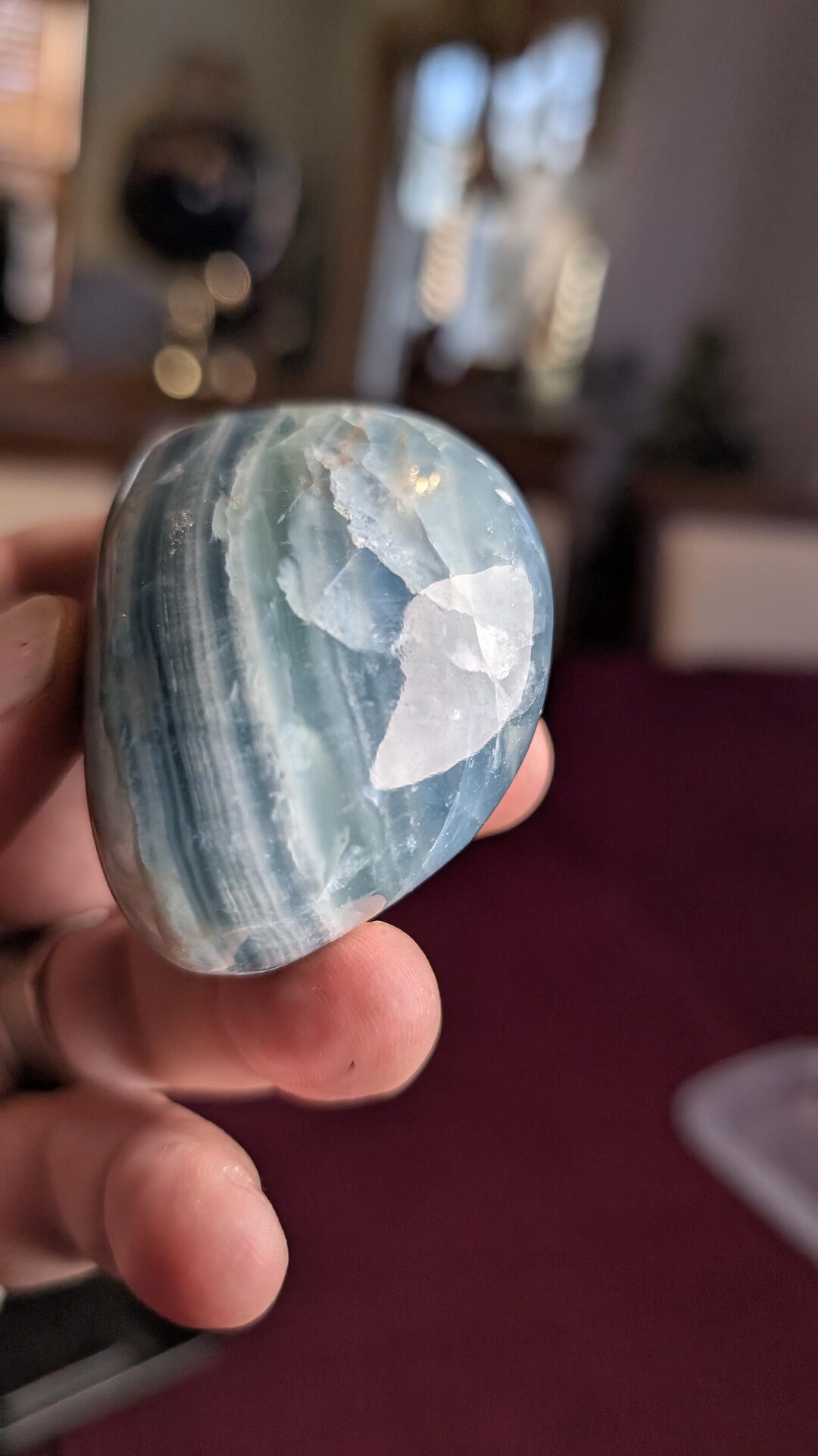 AAA Polished Banded Blue Onyx Palm Stone Crystal Wand Happiness ...