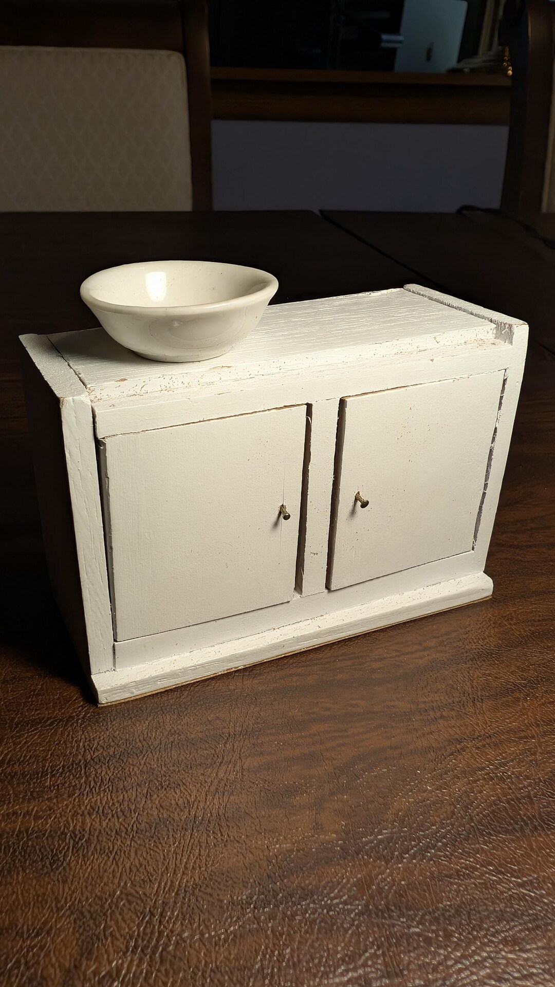 Vintage Miniature Porcelain Bowl Sink Antique Bathroom Set With Mirror ...