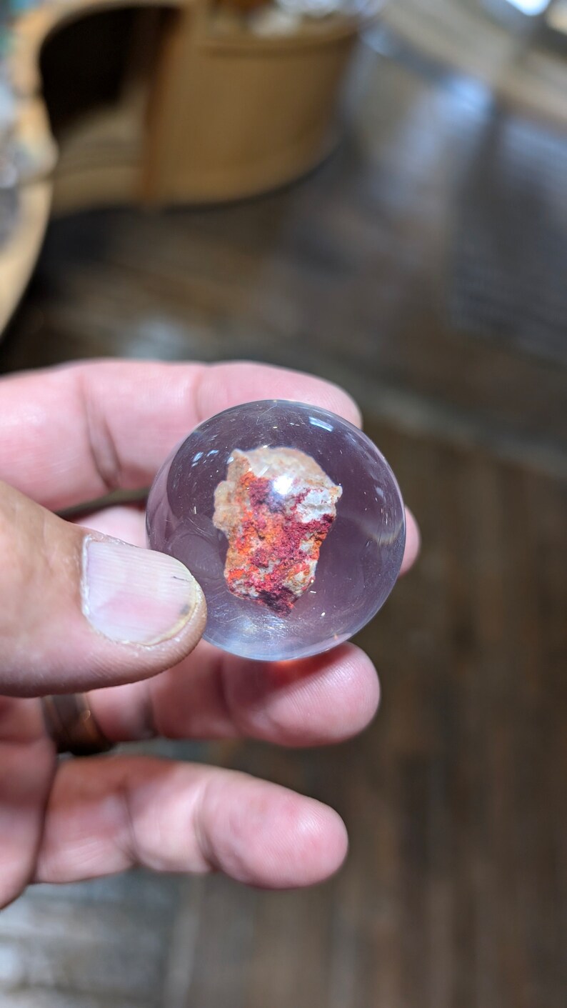 Small Cinnabar in Acrylic Sphere Money Wealth Abundance Transformation ...