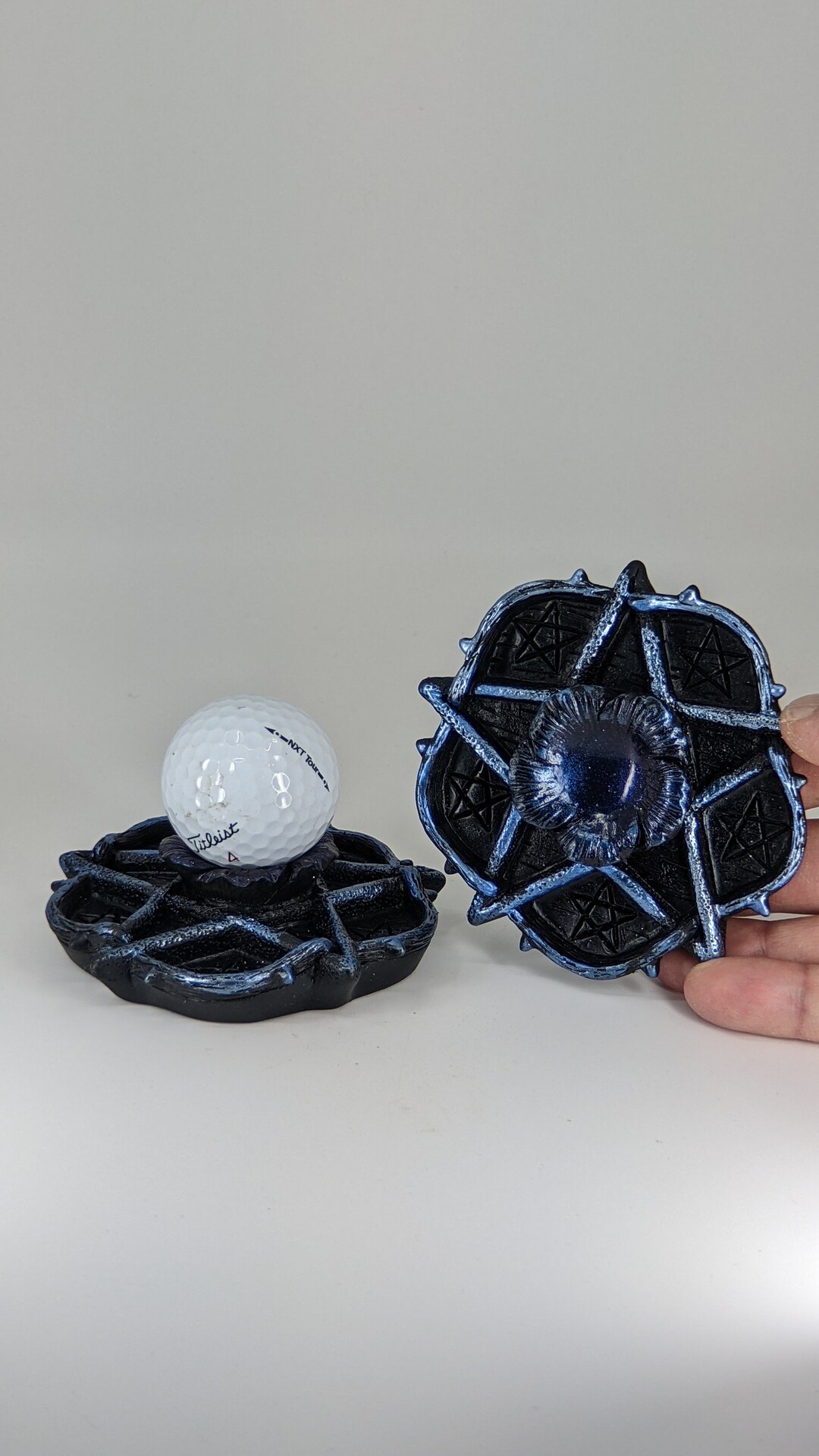 Blue Purple Flower Star Crystal Stone Sphere Holder Base Stand WHONST ...